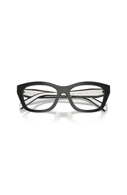 Prada Irregular Cat-eye Full Rim Acetate Eyeglasses - Black