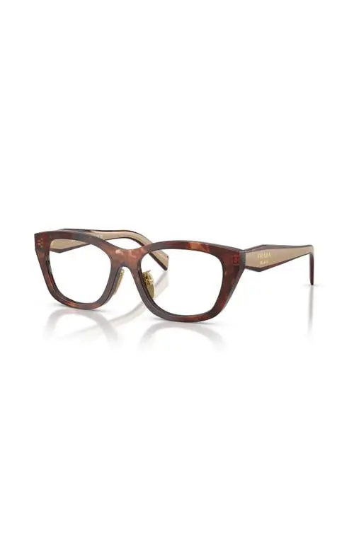Prada 53mm Irregular Optical Glasses - Brown