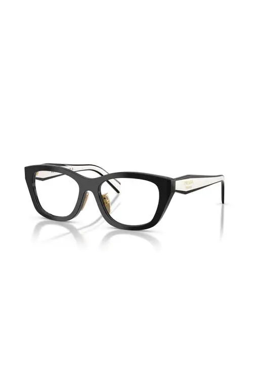 Prada 53mm Irregular Optical Glasses - Black