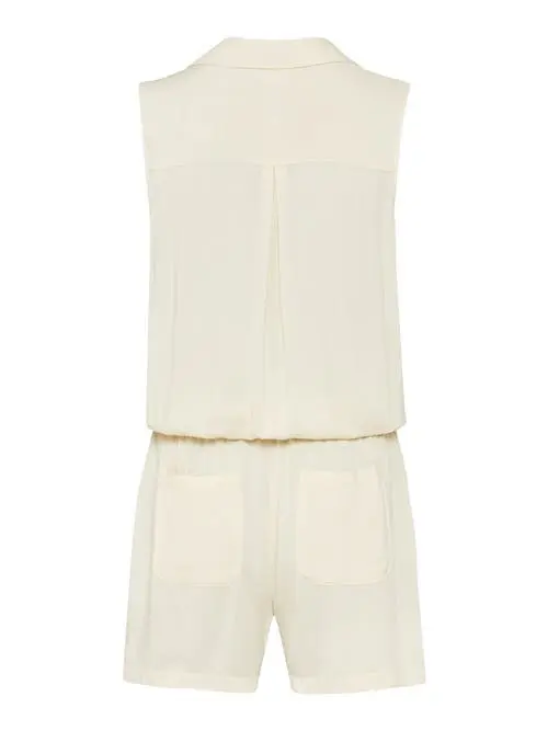 LASCANA Sleeveless Drawstring Romper With Shirt Collar And Pockets
