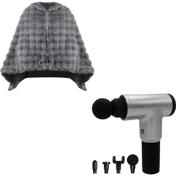 PURSONIC Heated Poncho & 6-speed Deep Tissue Massager - Grey
