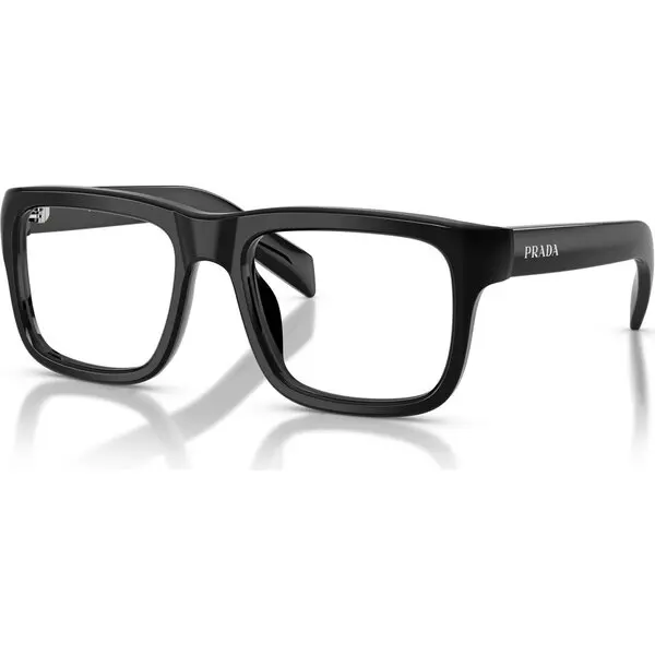 Prada 52mm Rectangle Optical Glasses - Black