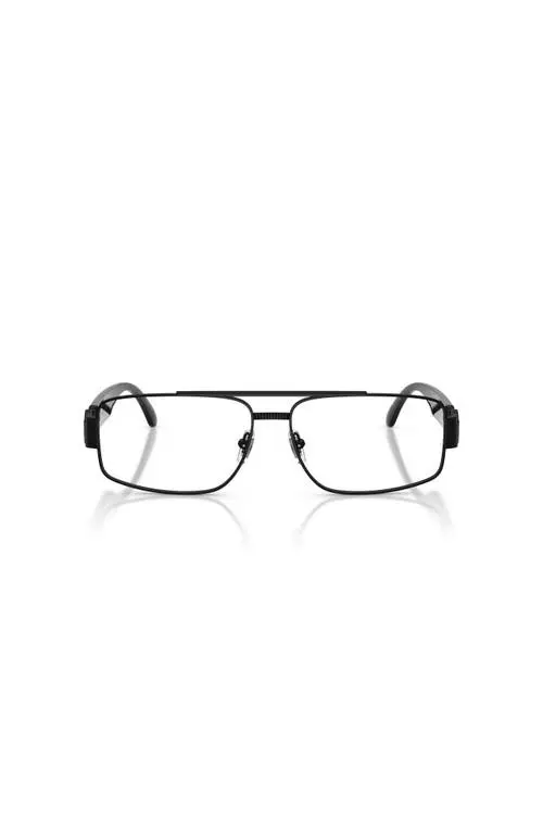 Versace Rectangle Full Rim Metal Eyeglasses - Black
