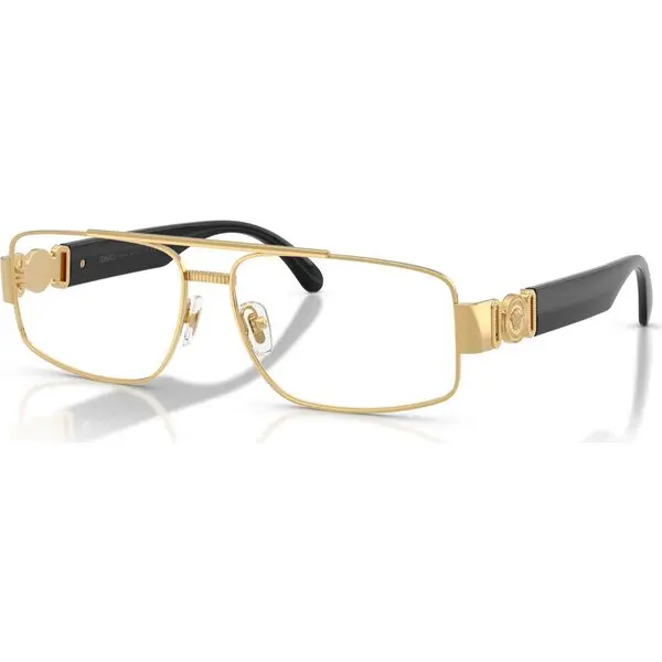 Versace 56mm Rectangle Optical Glasses - Gold