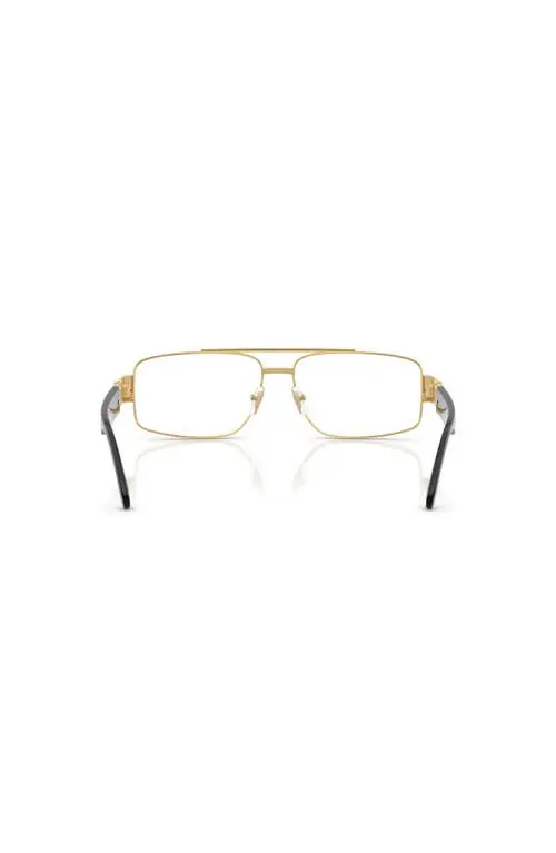Versace 56mm Rectangle Optical Glasses - Gold