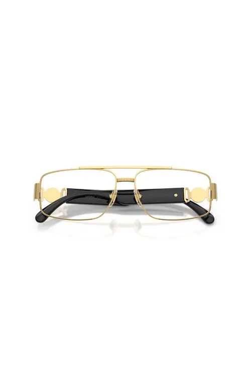 Versace 56mm Rectangle Optical Glasses - Gold