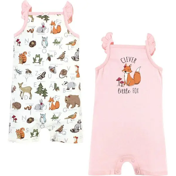 TOUCHED BY NATURE Organic Cotton Romper Twin Pack - Woodland Alphabet
