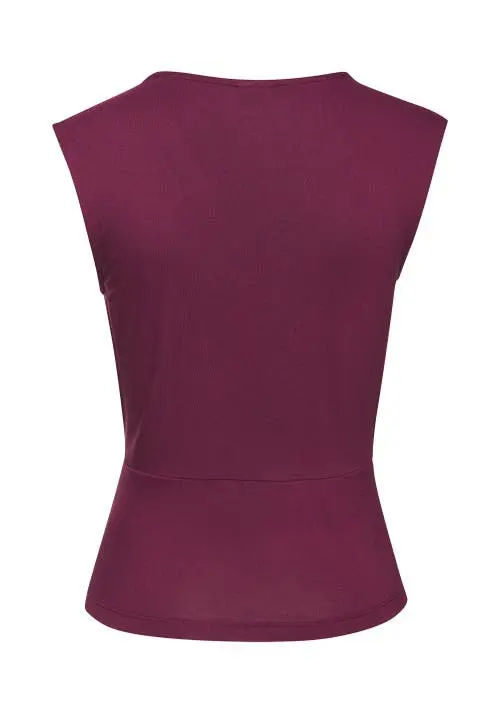 LASCANA Wrap Look Top With Crossover Neckline And Ruching - Plum