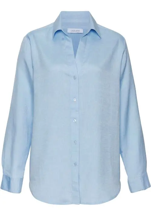 LASCANA Button-down Shirt With Classic Collar - Blue
