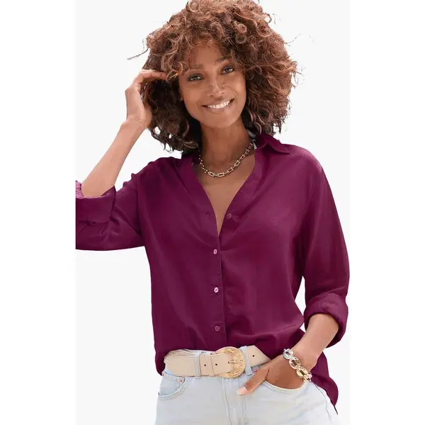 LASCANA Button Down Blouse - Plum