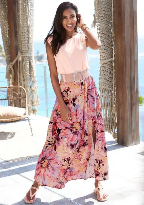 LASCANA Flowy Floral Maxi Skirt