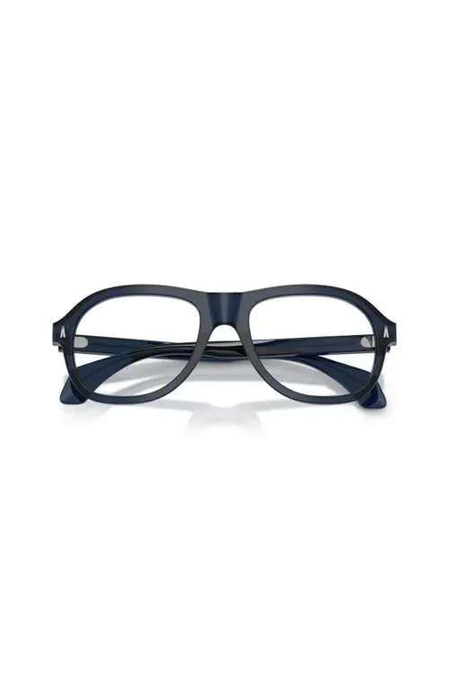 Moncler 53mm Rectangle Optical Glasses - Blue