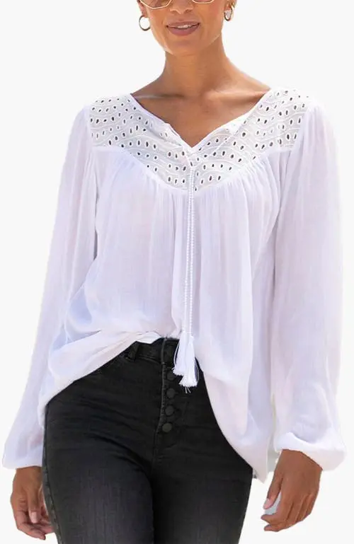 LASCANA Boho Eyelet Blouse - White