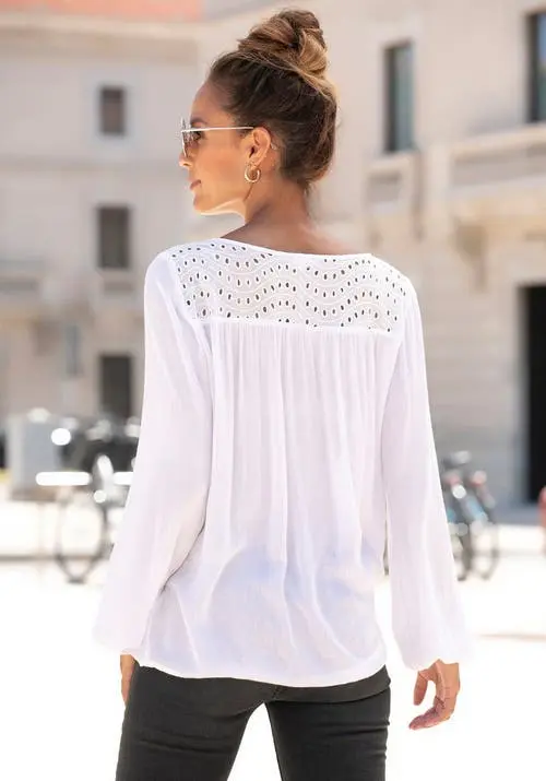 LASCANA Bohemian Eyelet Blouse - White