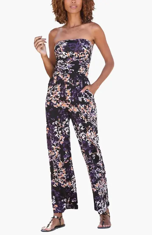 LASCANA Strapless Jumpsuit - Black & Purple