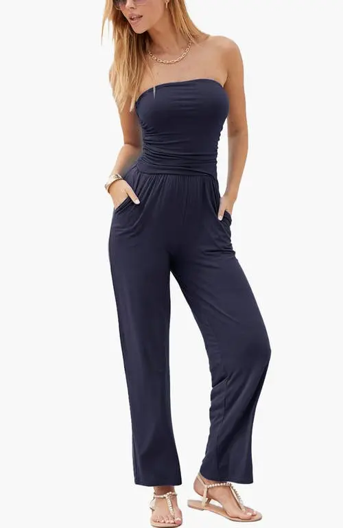LASCANA Strapless Jumpsuit - Navy