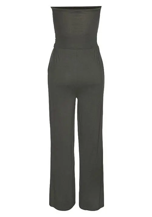 LASCANA Strapless Jumpsuit - Olive