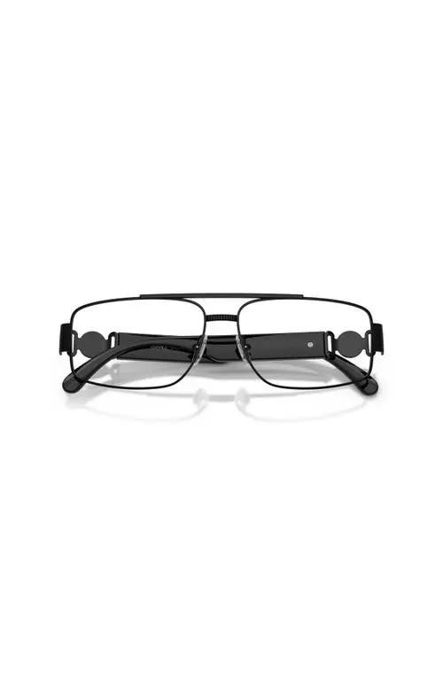 Versace 58mm Rectangle Optical Glasses - Black
