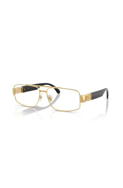 Versace 58mm Rectangle Optical Glasses - Gold