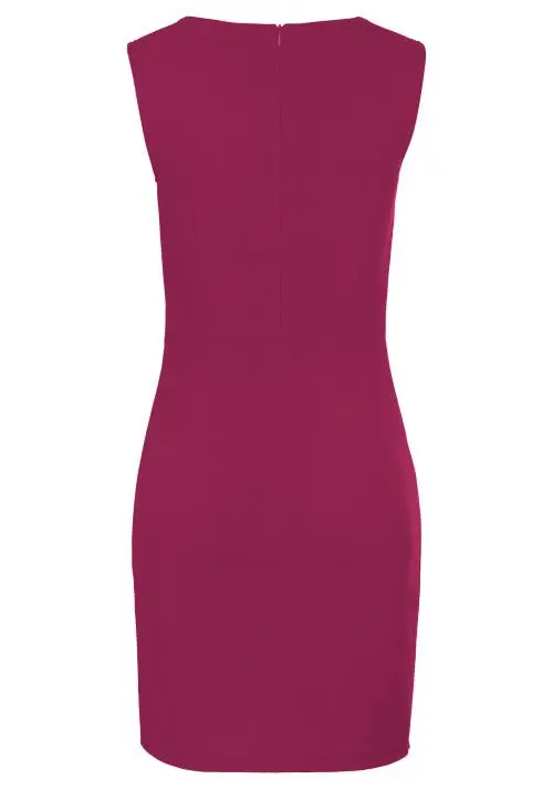 LASCANA Sleeveless Asymmetrical Hem Dress - Fuchsia