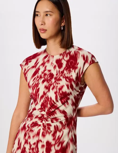 Whistles Blurred Floral Crepe Midi Dress
