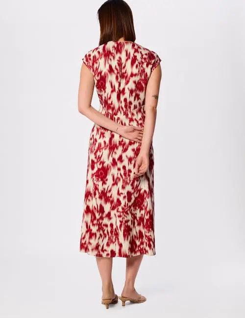 Whistles Blurred Floral Crepe Midi Dress