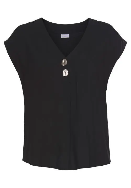 LASCANA Button Detail Blouse - Black