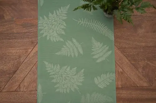 C&F HOME Botanical Fern Jacquard 100% Cotton Handwoven Table Runner 14" X 72