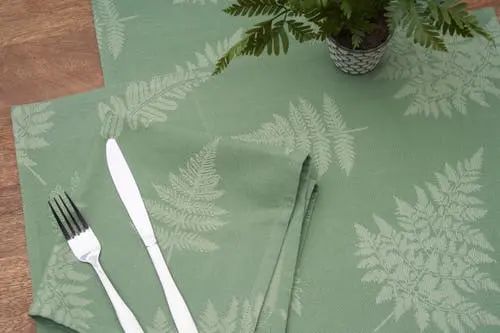 C&F HOME Botanical Fern Jacquard 100% Cotton Handwoven Table Runner 14" X 72