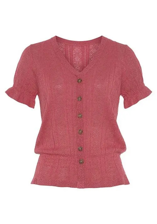 LASCANA Short Sleeve Open Knit Top