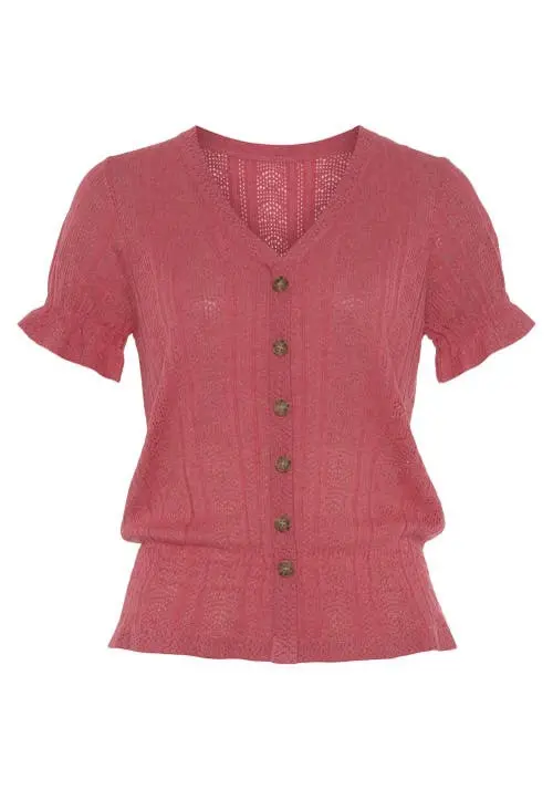LASCANA Short Sleeve Open Knit Top