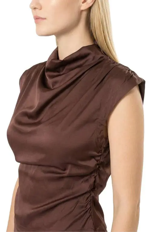 AREA STARS Avery Satin Top - Brown