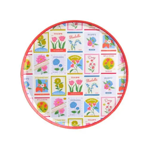 JOLLITY & CO In Bloom Seed Packet Plates - Dessert Plate (red Rim)