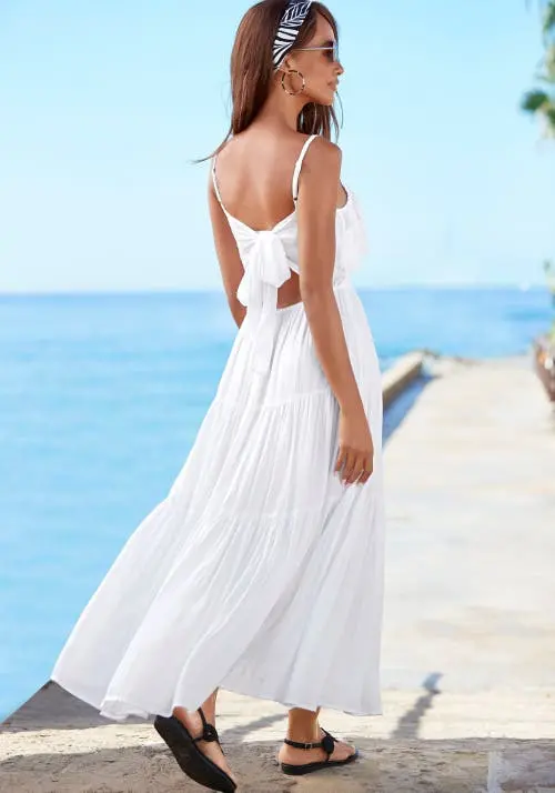 LASCANA Ruffled Tie-back Maxi Dress