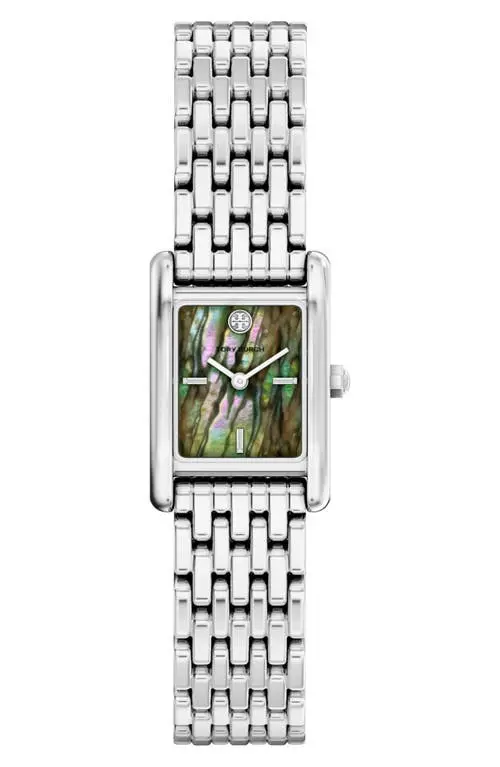 Tory Burch The Small Eleanor Mother-of-pearl Tank Bracelet Watch - Silver/abalone