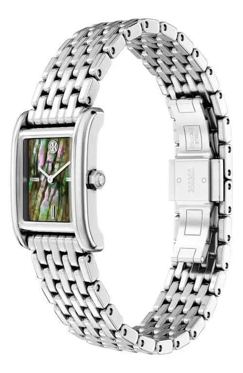 Tory Burch The Small Eleanor Mother-of-pearl Tank Bracelet Watch - Silver/abalone