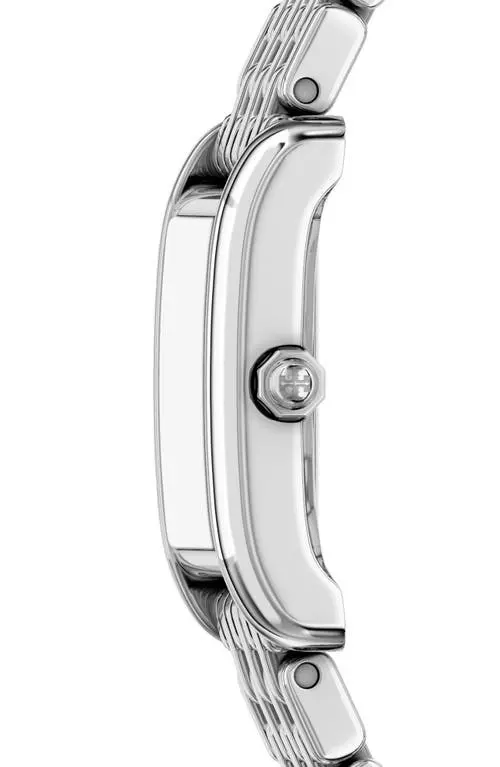 Tory Burch The Small Eleanor Mother-of-pearl Tank Bracelet Watch - Silver/abalone