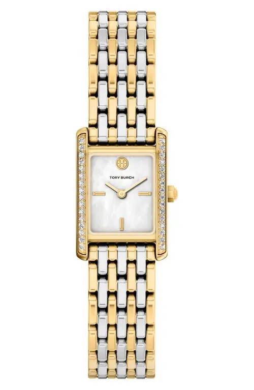 Tory Burch The Small Eleanor Mother-of-pearl Tank Bracelet Watch - Two Tone