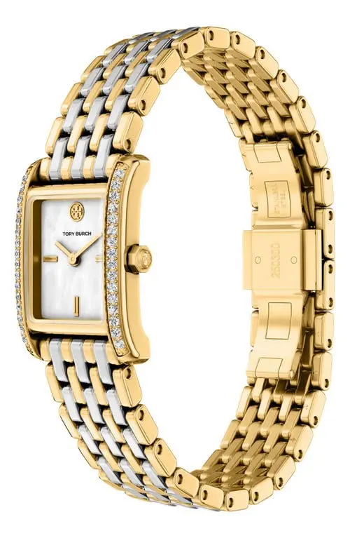 Tory Burch The Small Eleanor Mother-of-pearl Tank Bracelet Watch - Two Tone