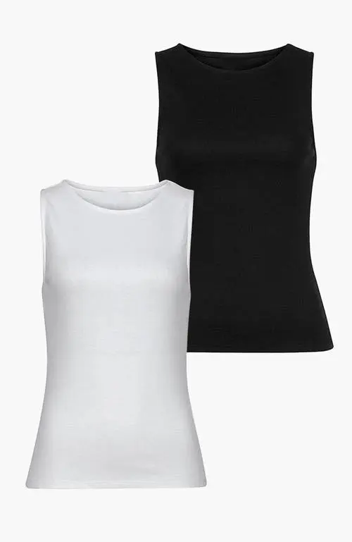 LASCANA Pk Basic Tank Tops - Black & White