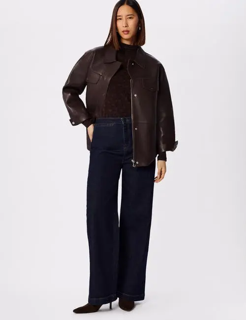 Whistles Animal Print Roll Neck Top