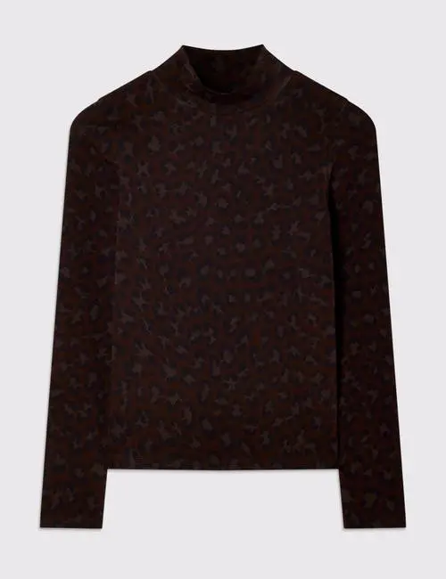 Whistles Animal Print High Neck Top