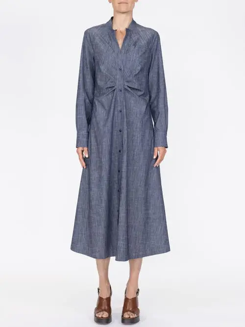 CALLAS MILANO Genny Long Sleeve Shirt Dress - Navy