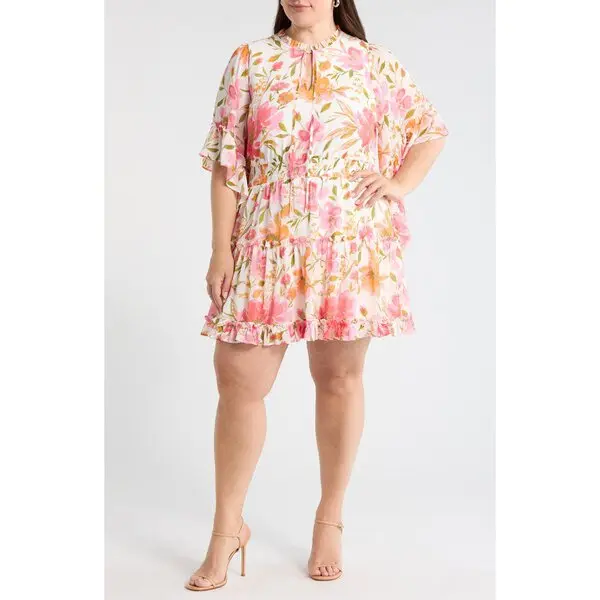SUGARLIPS Maldonado Floral Ruffle Trim Dress