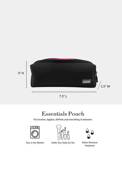 KUSSHI Essentials Cosmetics Pouch - Black/pink