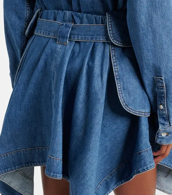 Loewe Double Belted Denim Miniskirt - Blue
