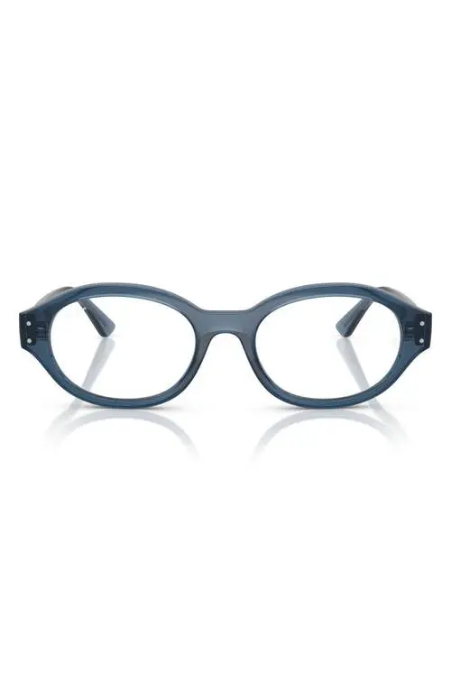 Ray-ban 52mm Oval Optical Glasses - Light Blue