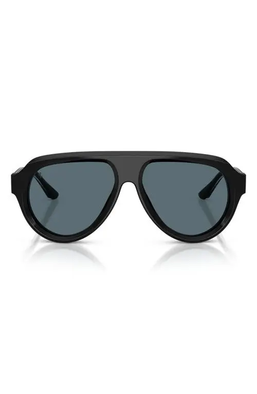 FERRARI 56mm Pilot Sunglasses - Shiny Black/blue