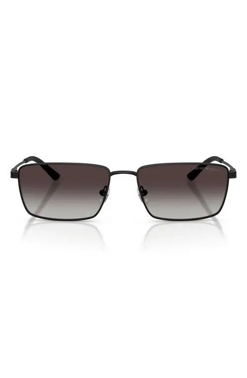 Emporio Armani 57mm Rectangular Sunglasses - Matte Black/grey Gradient