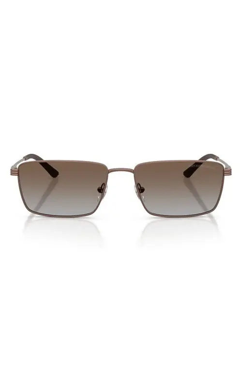 Emporio Armani 57mm Rectangular Sunglasses - Matte Bronze/grey Brown